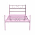WeeHom Single Youth Toddler Pink Metal Bed Frame with Headboard, Twin ...