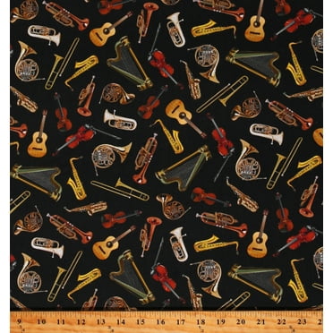 Cotton Musical Instruments Pianos Saxophones Trumpets Violins Musicians ...