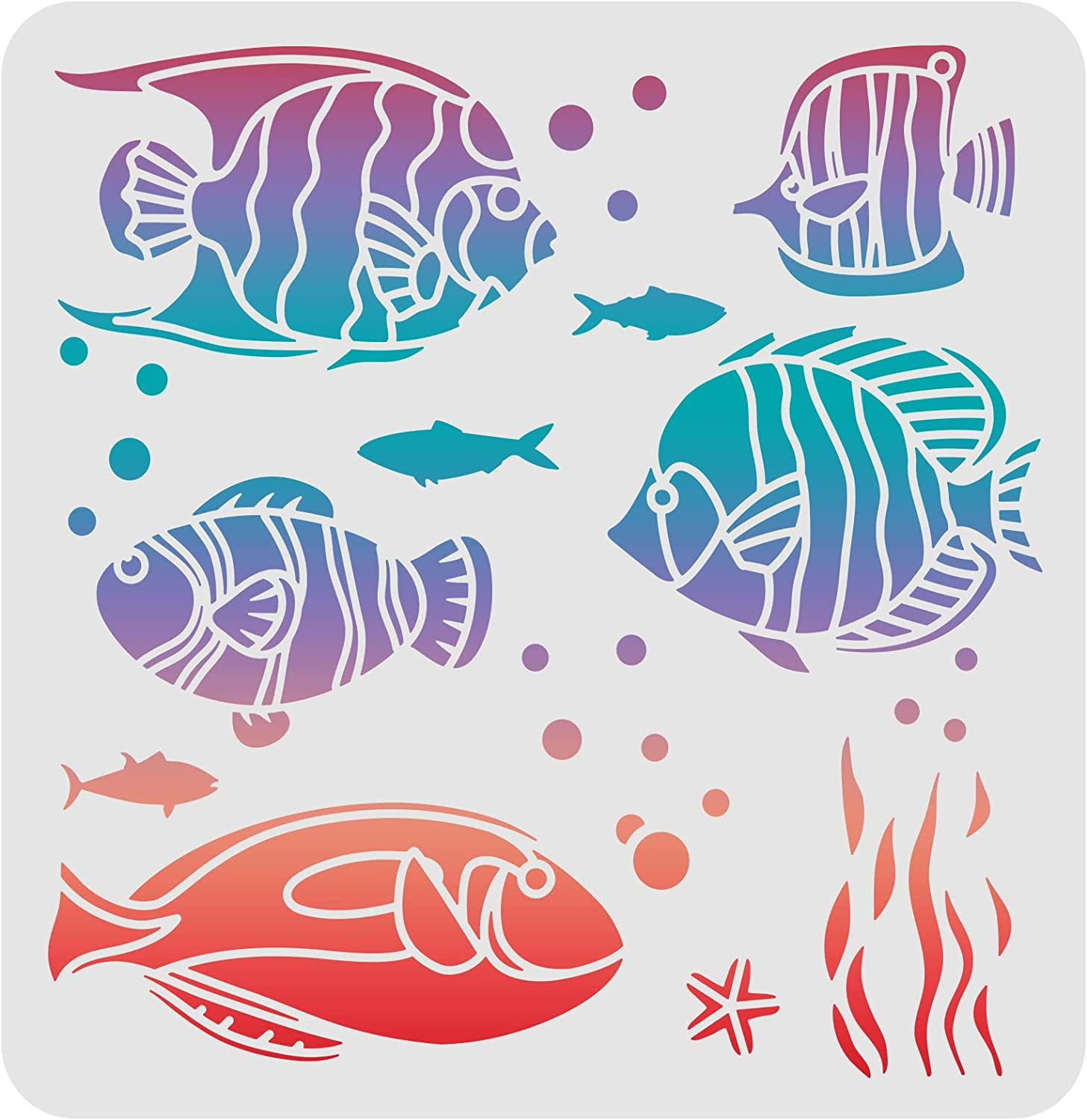 Tropical Fish Stencil Fish Stencils for Painting Reusable Sea Animal Stencil Sea Creatures ...