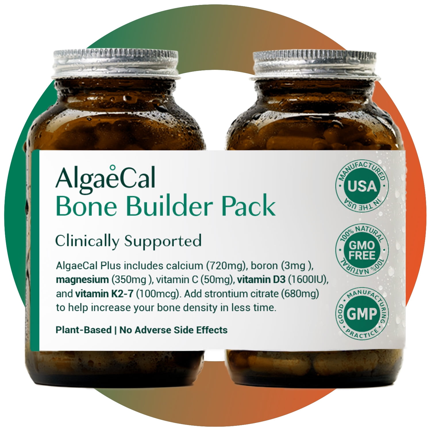 AlgaeCal Bone Builder Pack Calcium Supplement with Vitamin D3, K2 ...