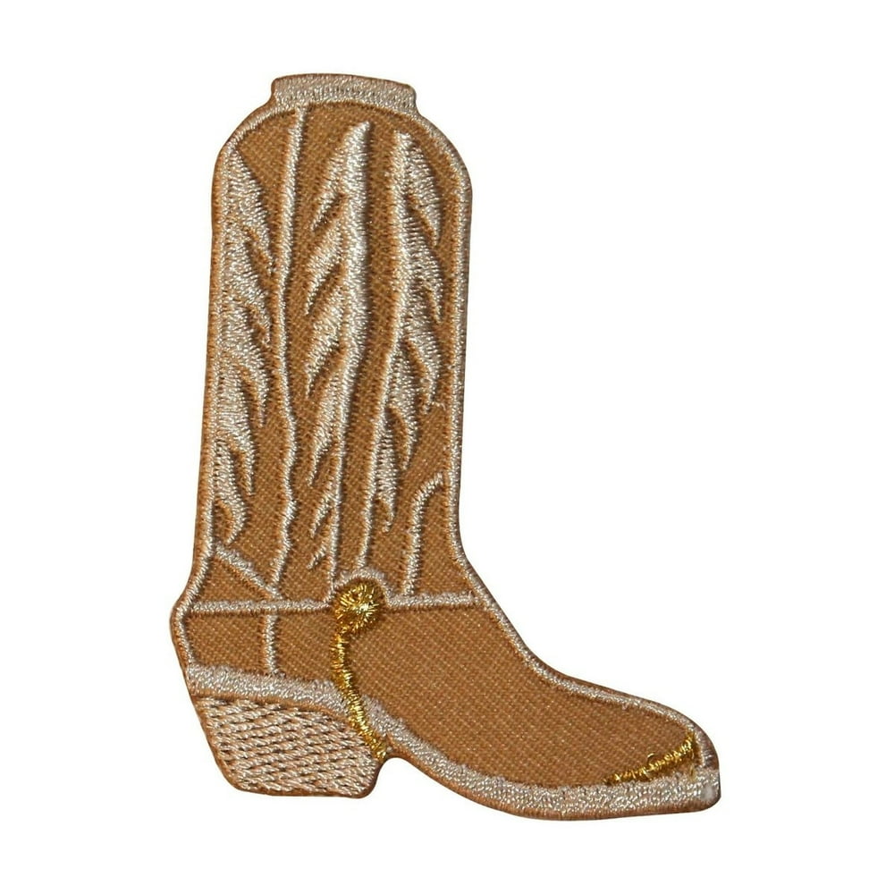 ID 9071B Tan Cowboy Boot Patch Western Wear Shoe Embroidered Iron On ...