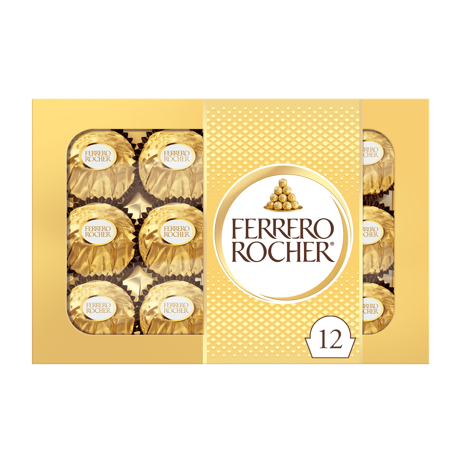 FERRERO ROCHER Fine Hazelnut Milk Chocolate Gift Box, 12 Individually ...