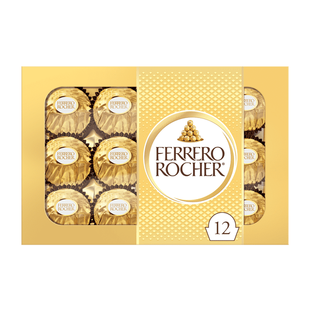 FERRERO ROCHER® Fine Hazelnut Milk Chocolate Gift Box, 12 Individually ...