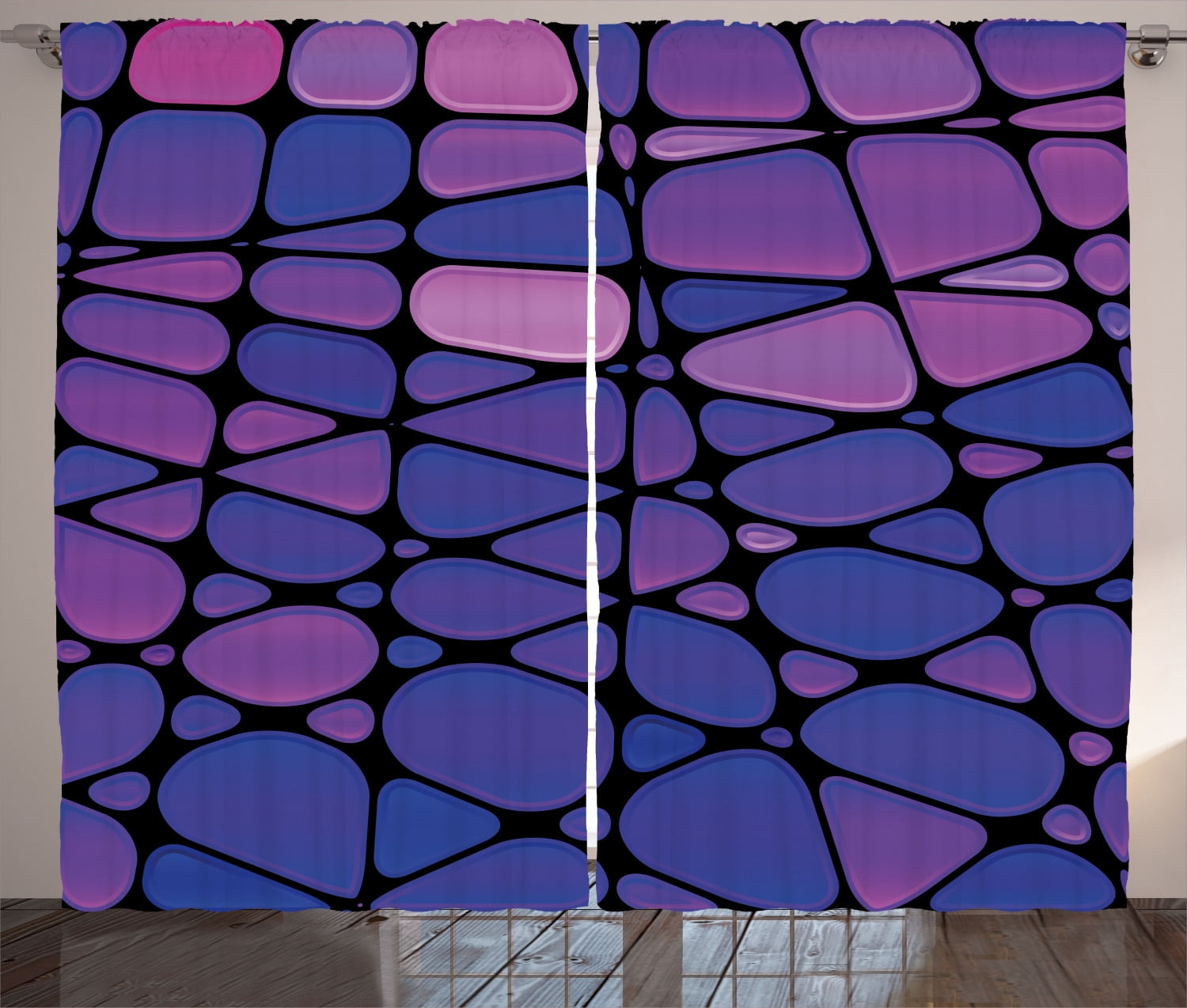 Abstract Curtains 2 Panels Set Contemporary Stained Glass Design With