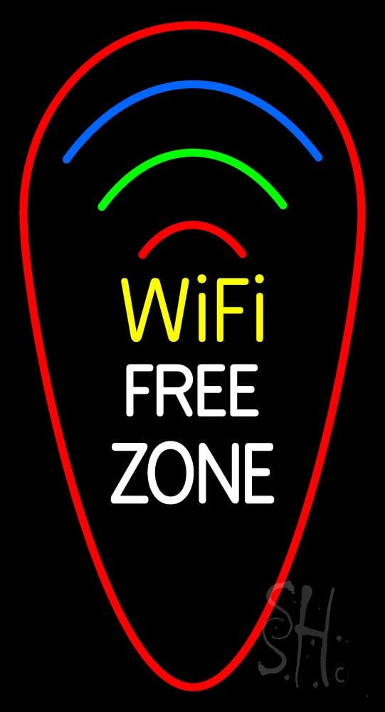 Free Wifi Zone Block LED Neon Sign 20 x 37 - inches, Clear Edge Cut ...