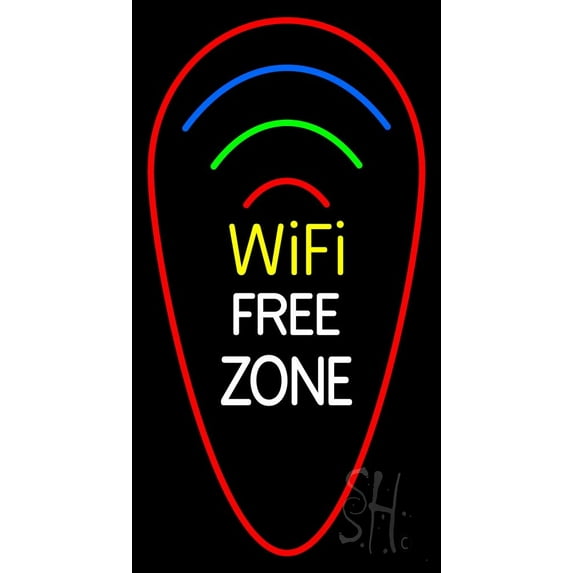Free Wifi Zone Block LED Neon Sign 20 x 37 - inches, Clear Edge Cut ...