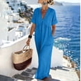 BaoFuBaoMei Deep V Neck Dresses for Women Flowy Casual A Line Maxi ...