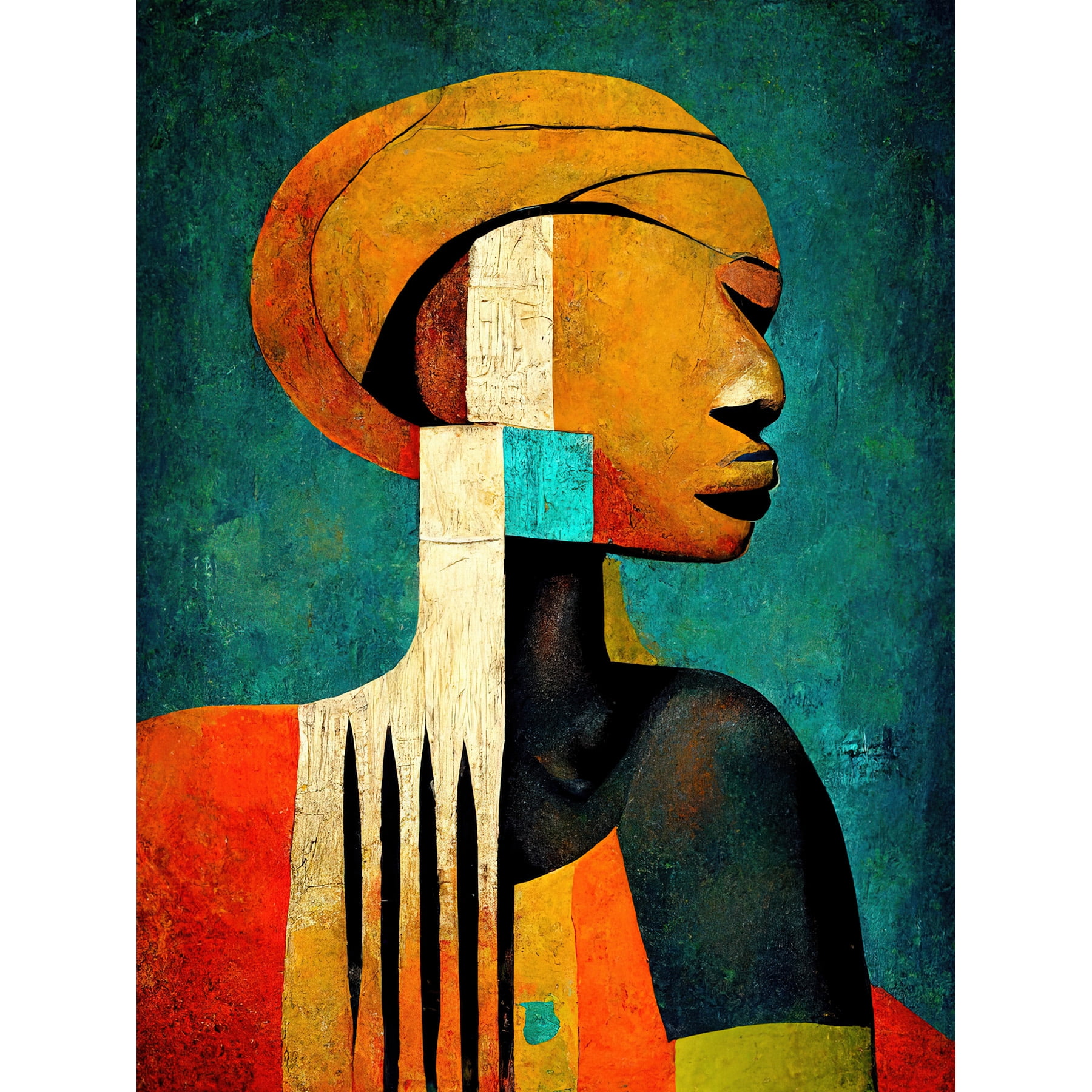 Modern African Abstract Gold & Bold Large Wall Art Poster Print Thick ...