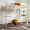 Pemberly Row Metal 2 Integrated Ladders Full Loft Bed in White ...