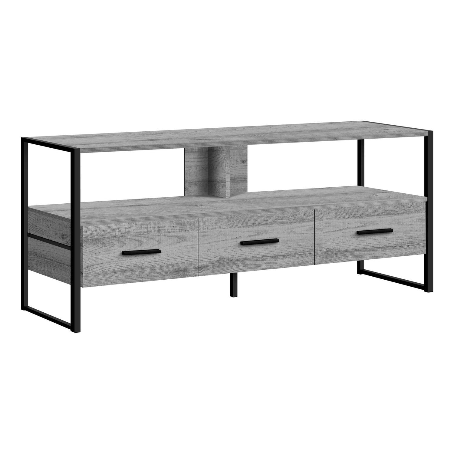 Monarch Specialties Tv Stand  48 Inch  Console  Media Entertainment Center  Storage Drawers  Living Room  Bedroom  Laminate  Metal  Grey  Black  Conte