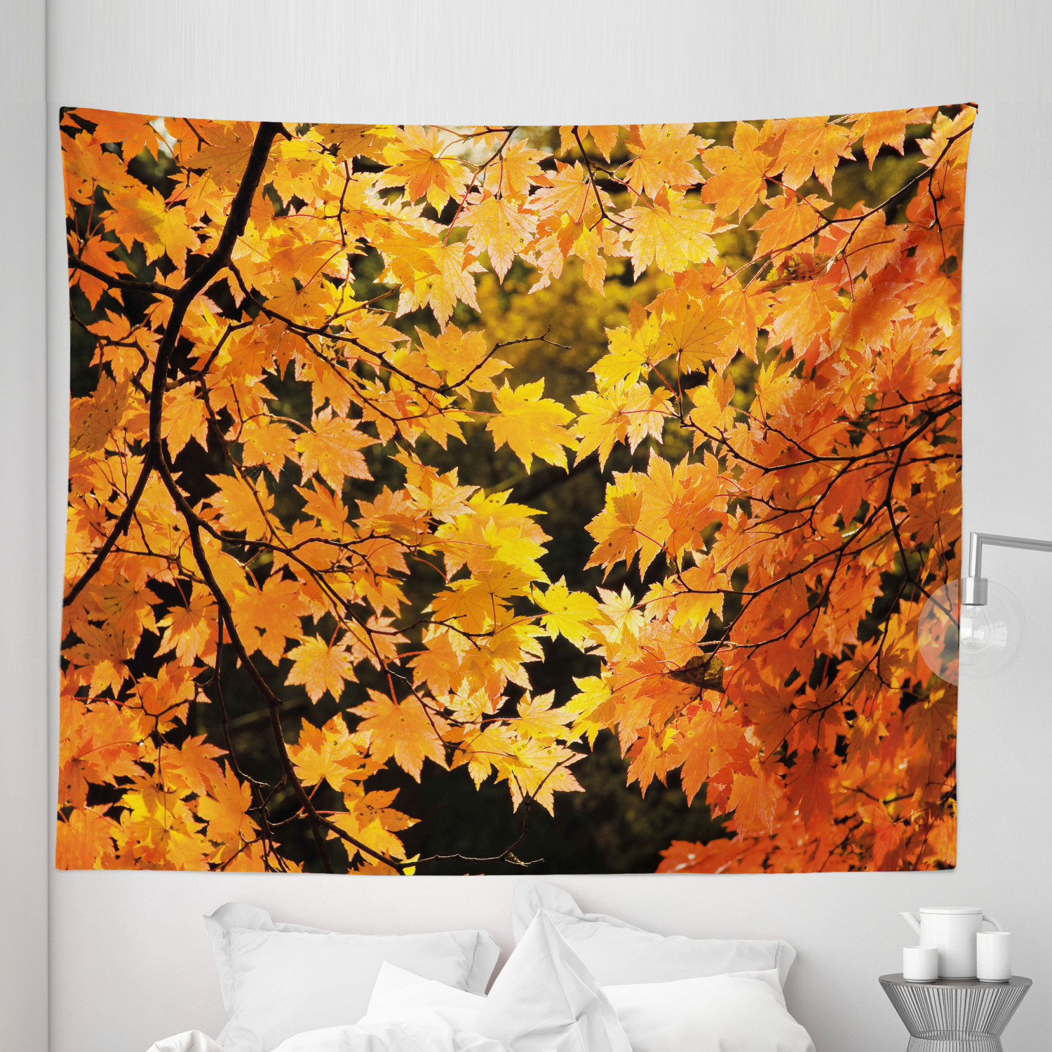 Fall Tapestry, Vibrant Leaves of Autumn Maple Tree Branches with ...
