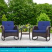 Dextrus Navy Blue 3-Piece Outdoor Bistro Set with Swivel Glider Rocker ...
