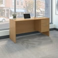 Bush Series C Light Oak 60W x 24D Credenza Desk Shell with 3/4 Pedestal ...