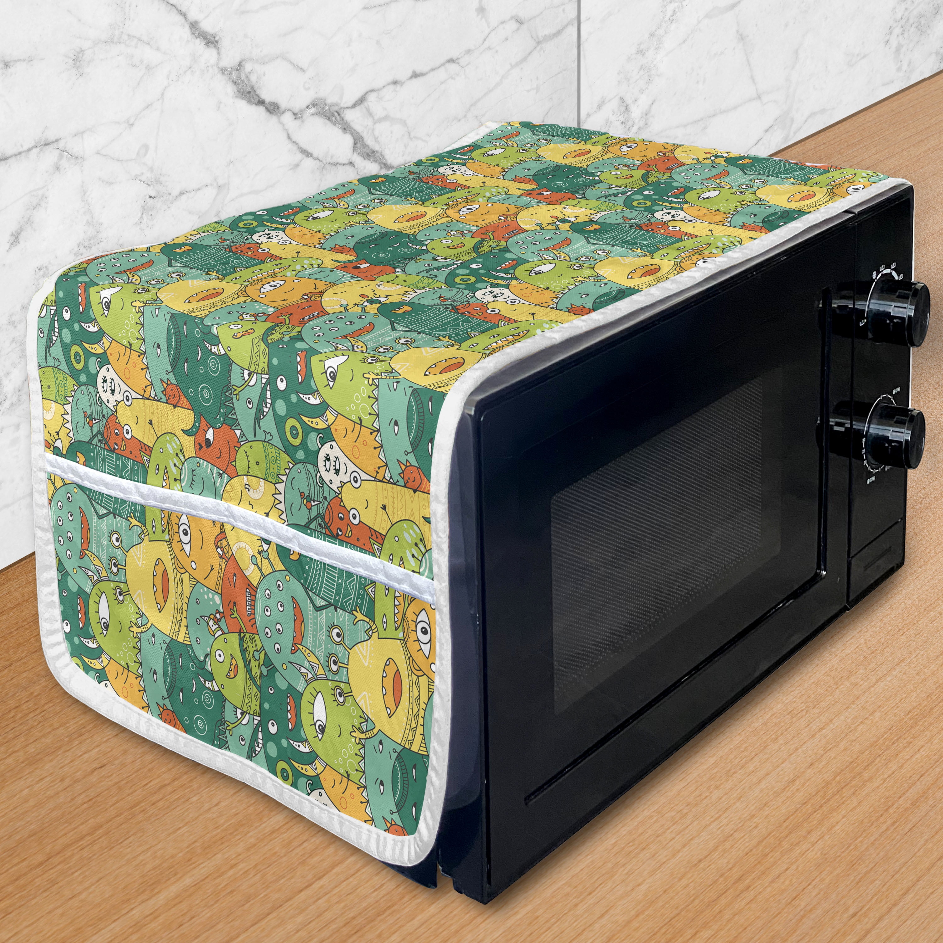 Cartoon Microwave Oven Cover, Funny Scary Monsters Halloween Characters ...