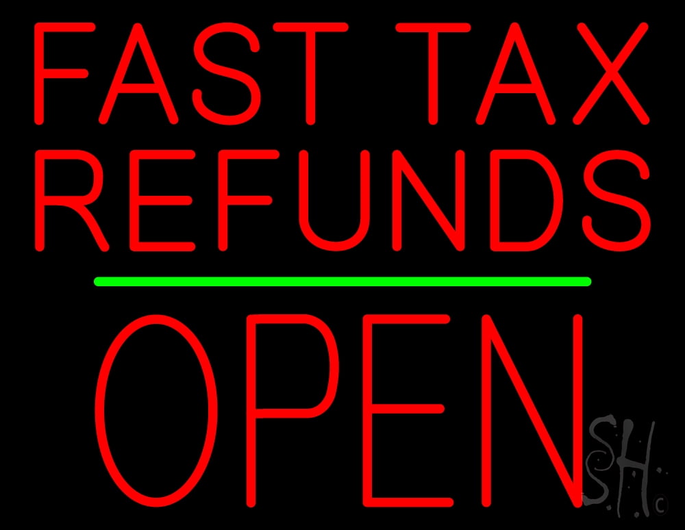 Fast Tax Refunds Block Open Green Line LED Neon Sign 24 x 31 - inches ...