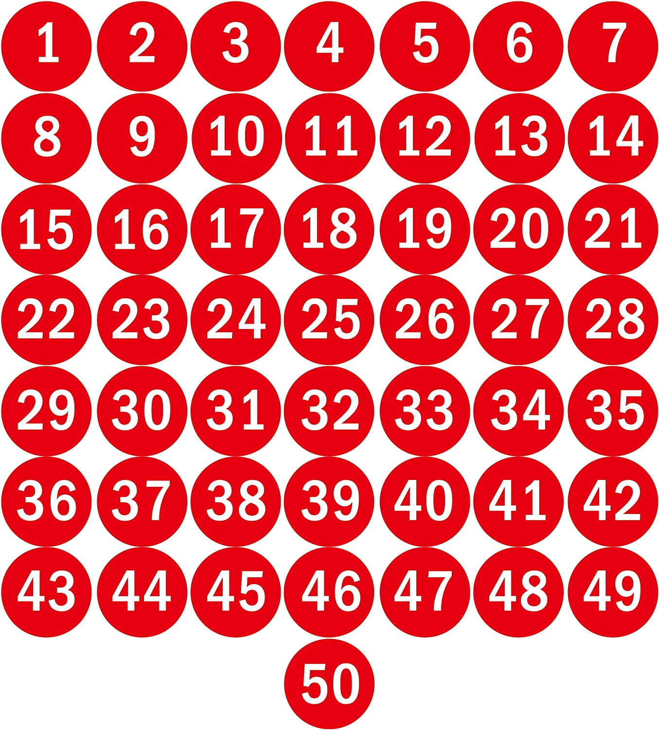 NAVADEAL 2" & 3” Round Number 1-50 Adhesive Stickers in Blue, Red ...
