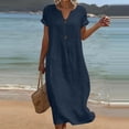 VBVC Women's Cotton Linen Short Sleeve Maxi Dress , Summer Casual ...