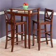Winsome Wood Halo 3-Pc Pub Set, Glass Inset Table & 2 V-Back Bar Stools ...
