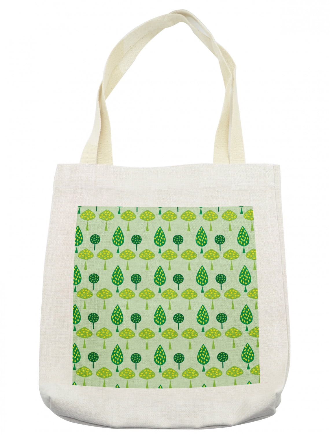 Leaves Tote Bag, Abstract Trees Drawing Style Blossoms Rhythmic Motifs ...