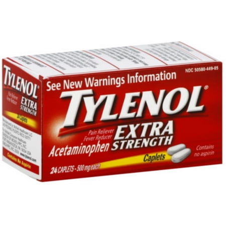 TYLENOL Extra Strength Acetaminophen 500 mg Caplets 24 ea (Pack of 3 ...