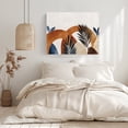 Bohemian Nordic Canvas Print Wall Art, Abstract Leaves Orange Blue ...