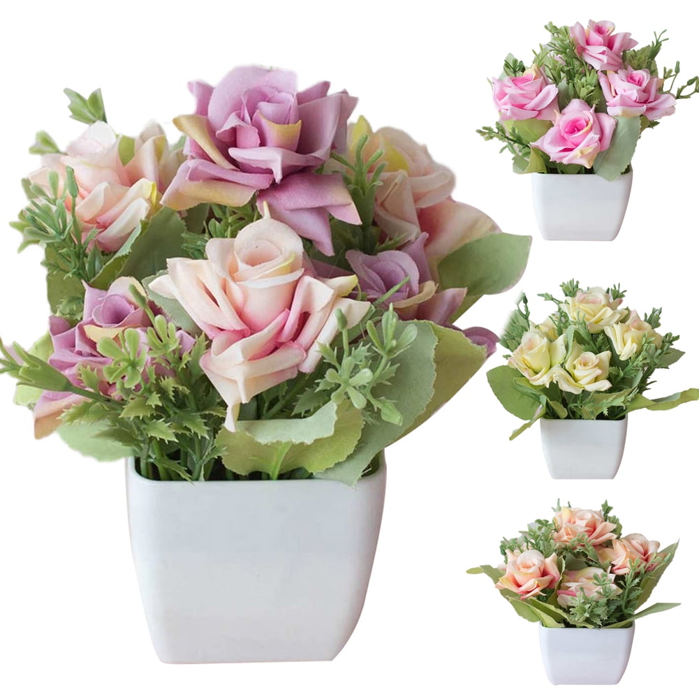 Cheers.US Artificial In Pot Fake Flowers Potted Plants Bonsai Home ...