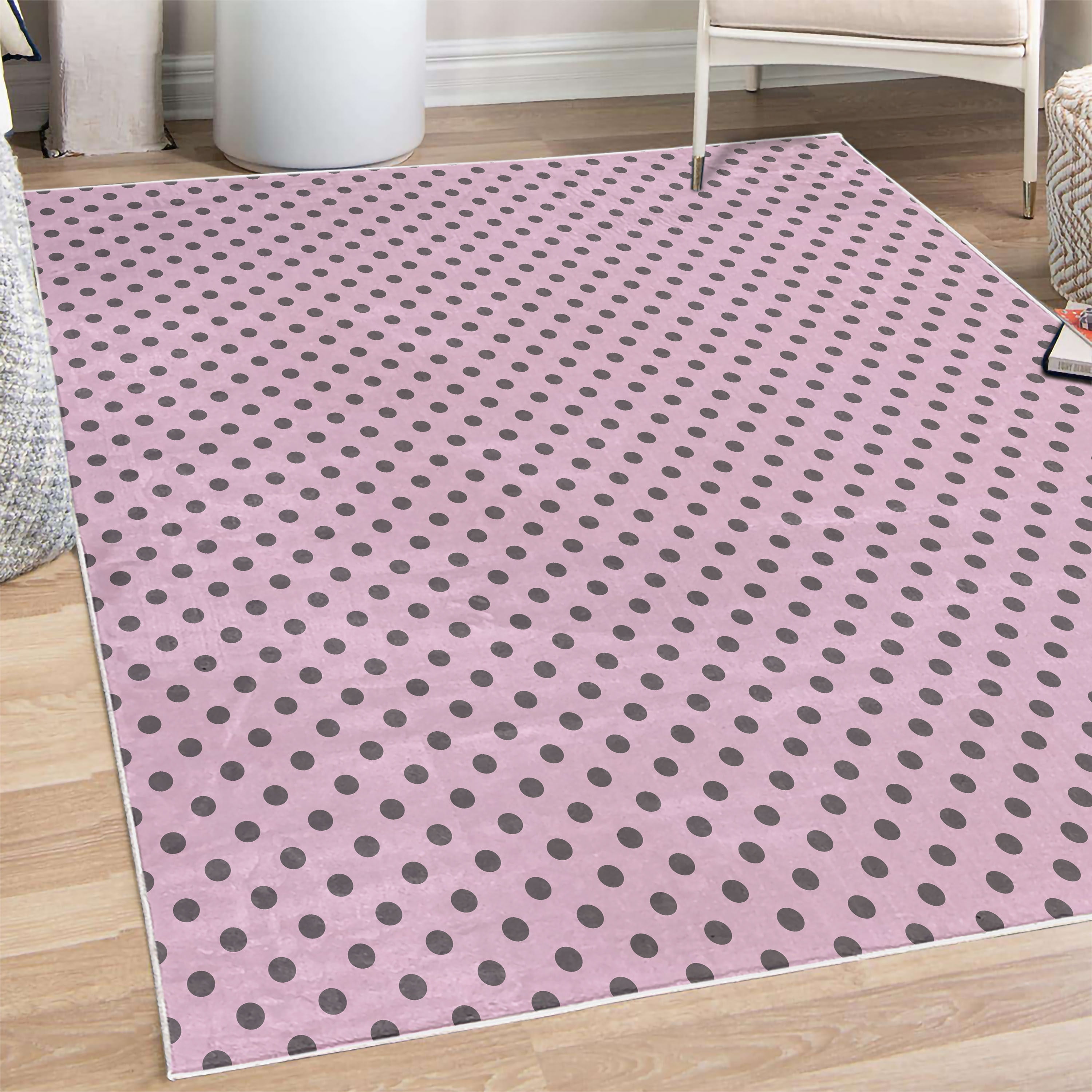 Polka Dots Decorative Rug, Tiny Little Retro Circles Vintage Style ...