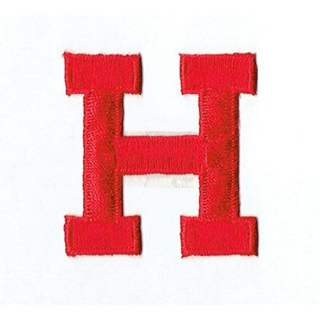 Alphabet Letter - H - Color Red - 2" Block Style - Iron On Embroidered ...