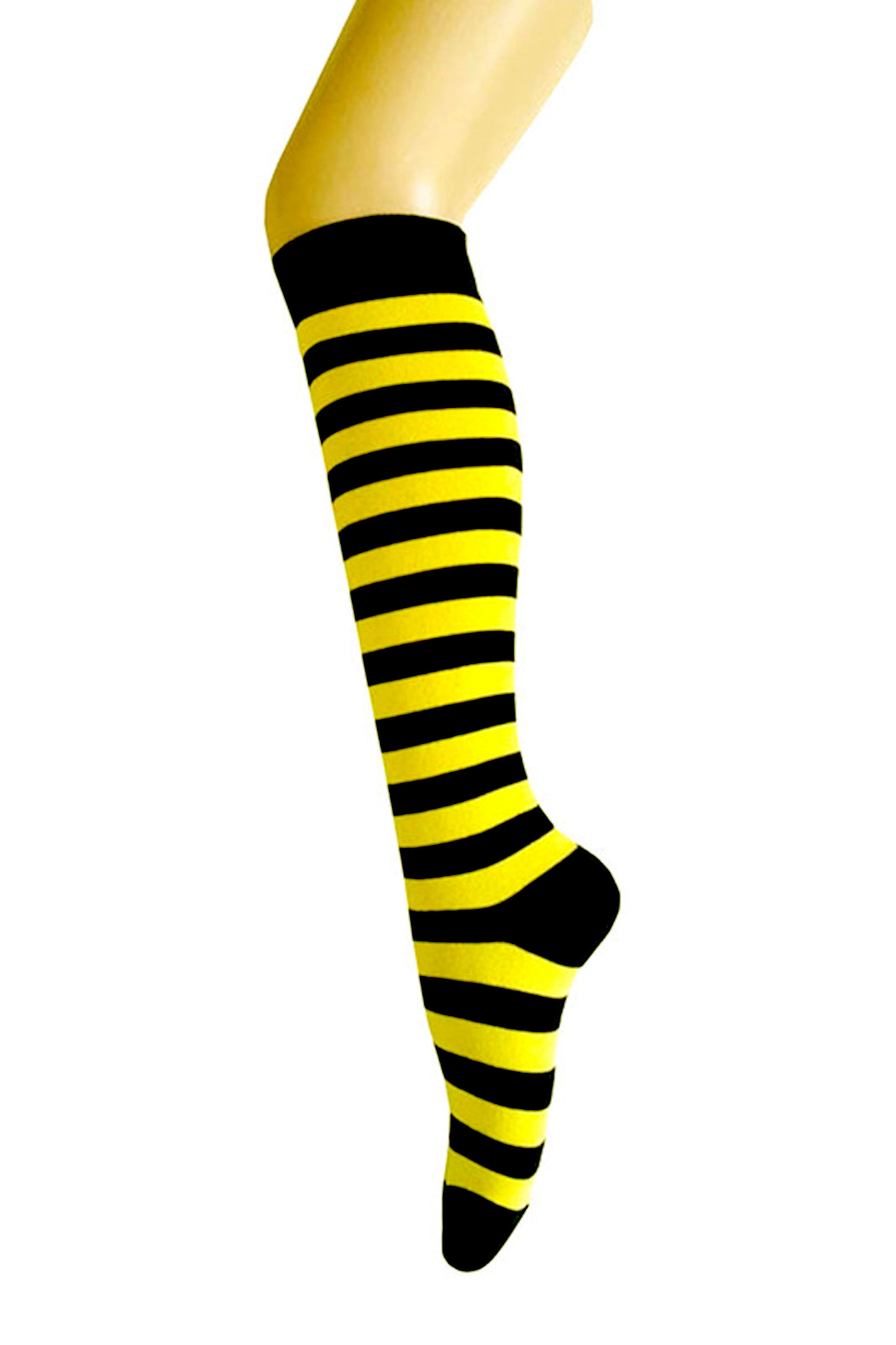 Zebra Stripes Knee High Tube Vintage Socks in Black With Yellow Color ...