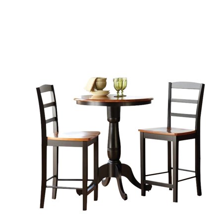 International Concepts Traditional Wood 3 Piece Bistro Set in Black ...