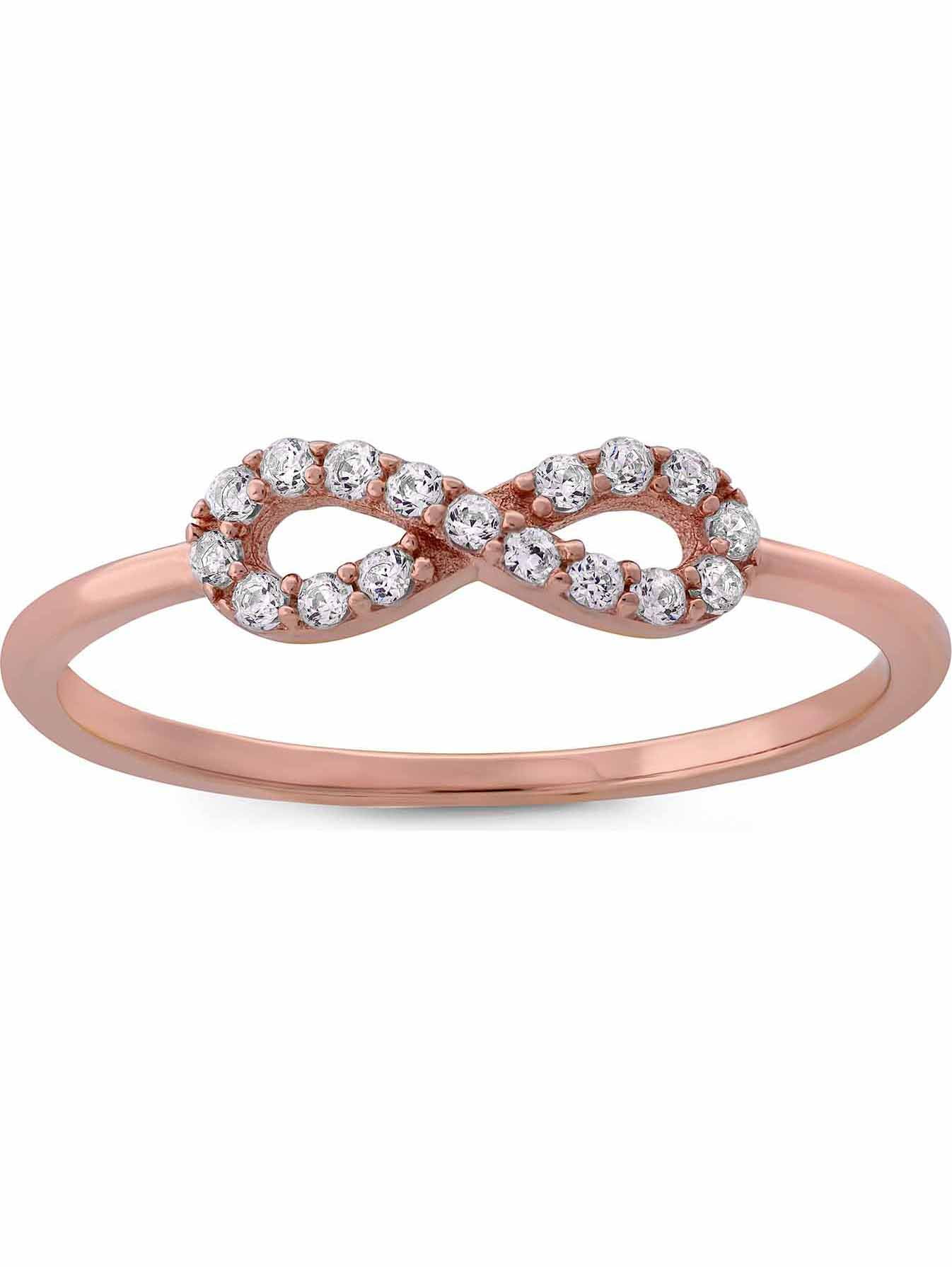 CZ Rose over Sterling Silver Infinity Stack Ring - Walmart.com