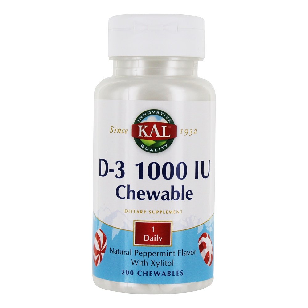 KAL Vitamin D-3 1000 IU Chewable | Peppermint Flavor | Healthy Immune ...