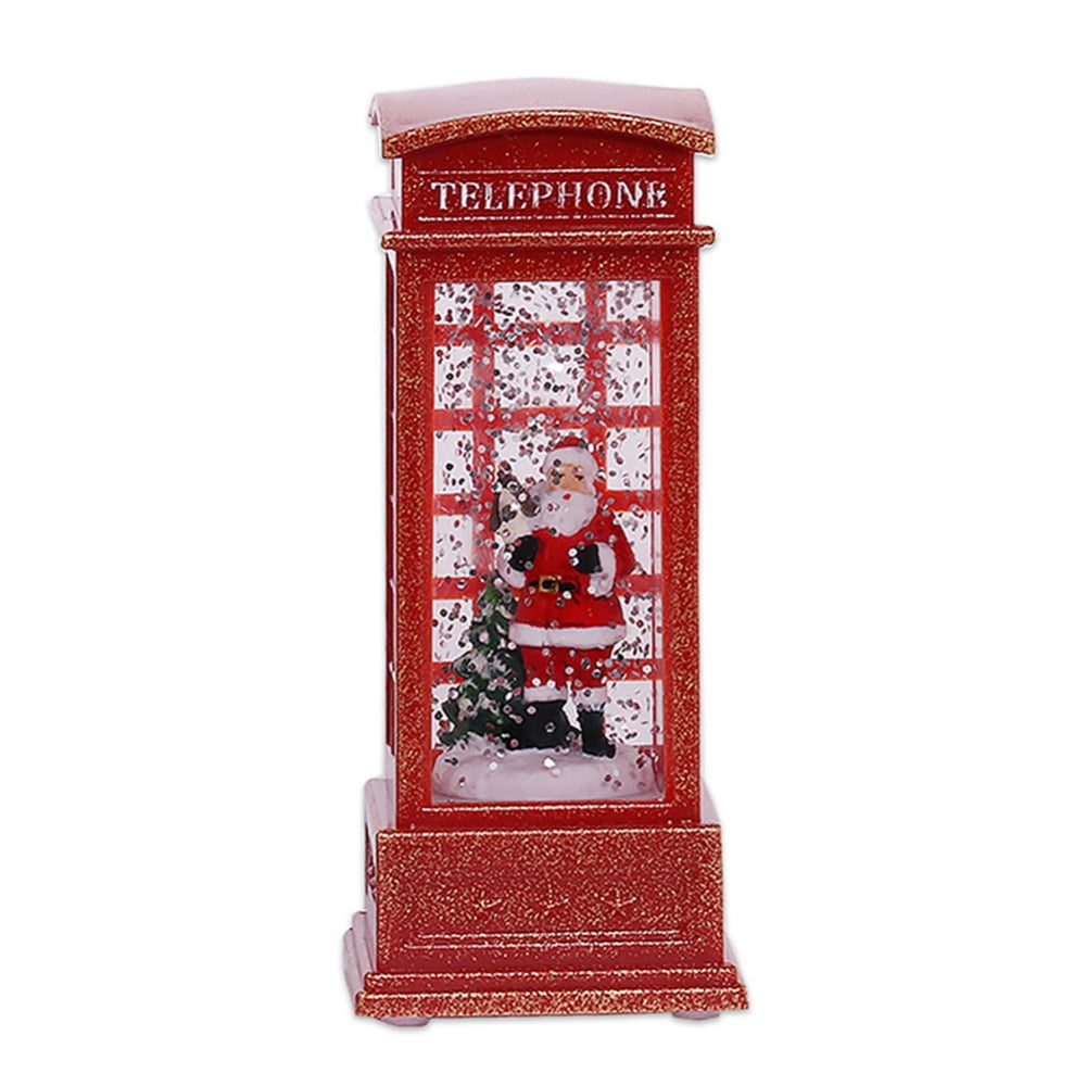 Christmas Snow Globe Lantern Phone Booth,Swirling Water Glittering ...