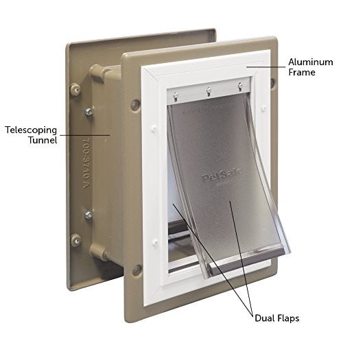 PetSafe Wall Entry Aluminum Dog Door, Small, 13.88"L x 7.50"W x 7.5"H ...