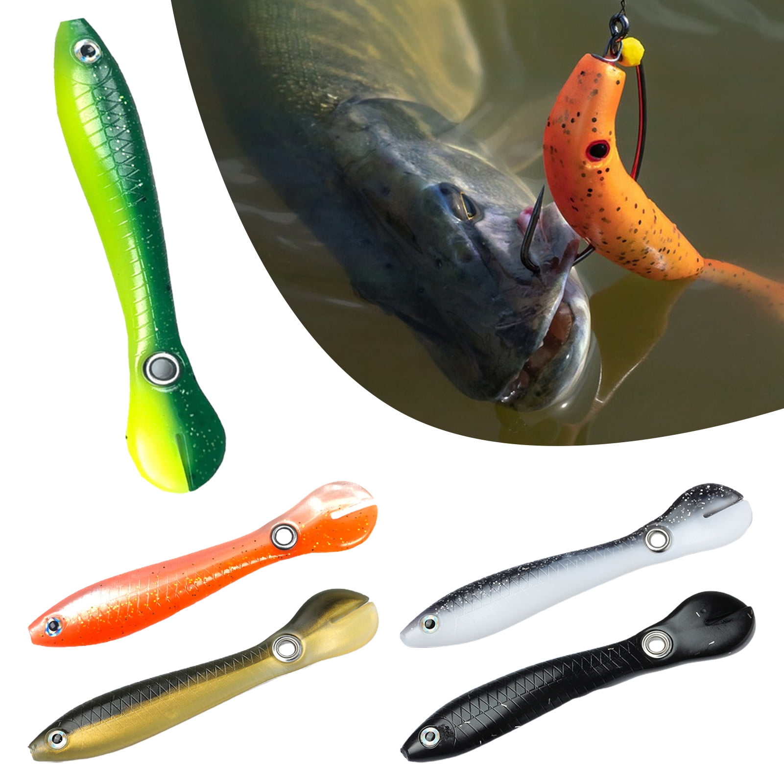 Sportteer Bass Fishing Soft Lure Bait Soft Swimbait Fishing Lures 10Pcs ...