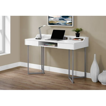 COMPUTER DESK - 48"L / WHITE / SILVER METAL - Walmart.com - Walmart.com