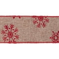 Vickerman 4" Natural Burlap Red Snowflake Christmas Ribbon - Walmart.com