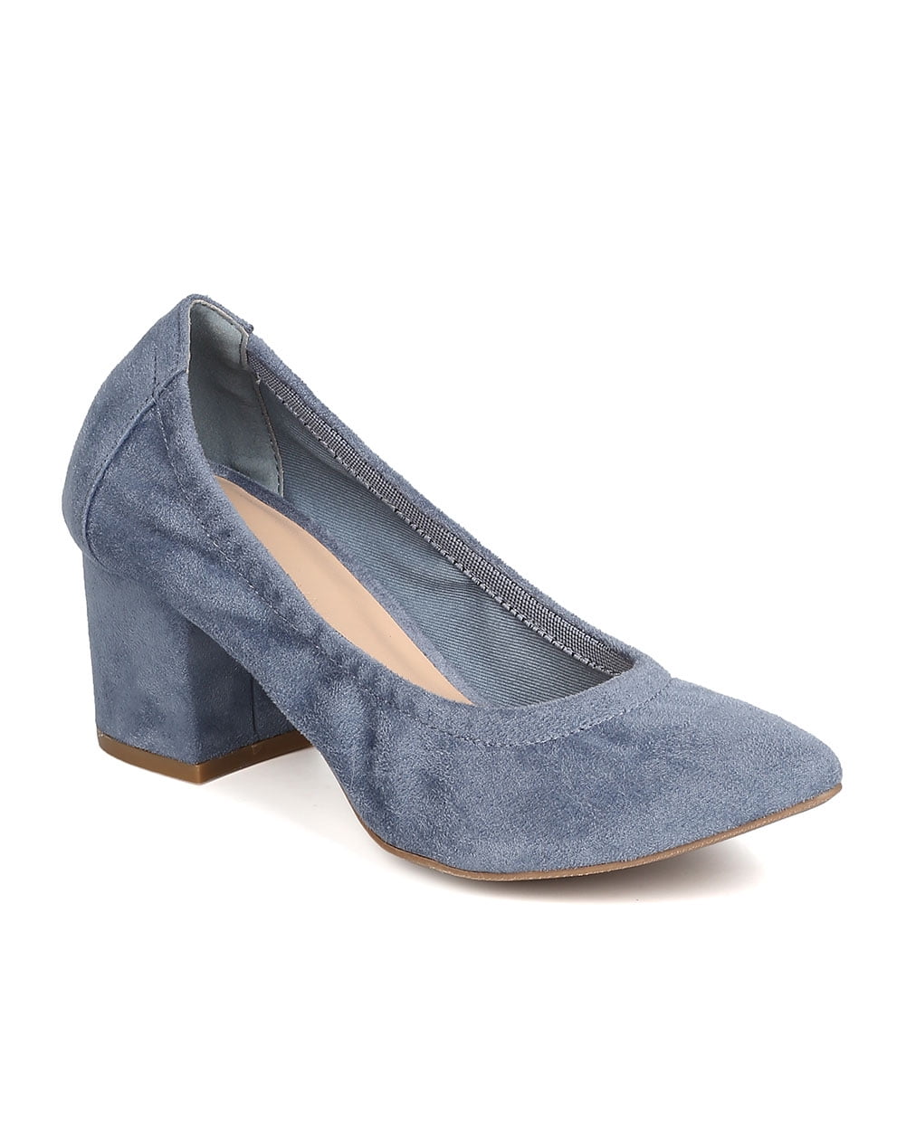 New Wild Diva Peta-05 Women Faux Suede Pointy Toe Elastic Trim Chunky ...