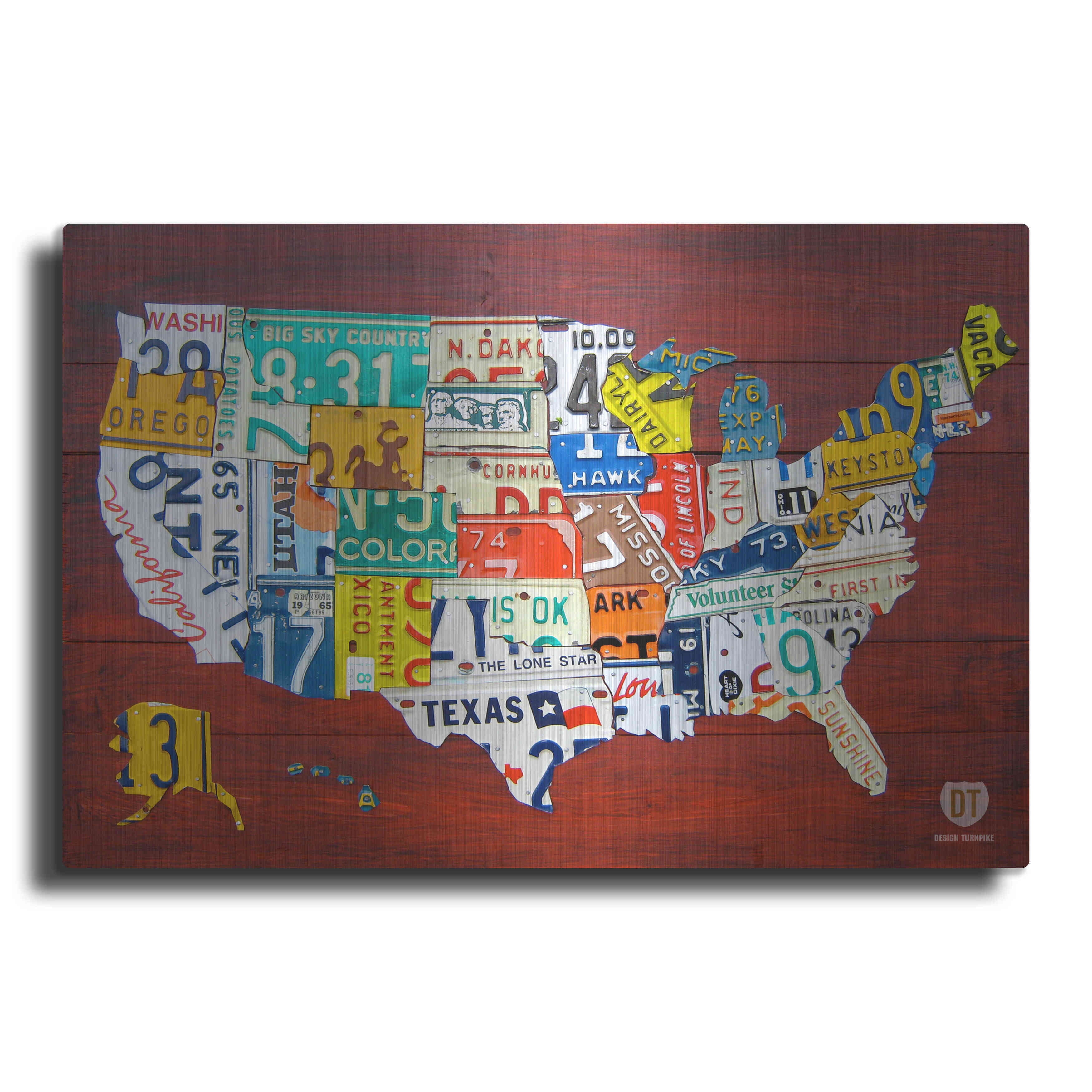 Luxe Metal Art 'License Plate Map USA' by Design Turnpike, Metal Wall ...