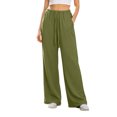 Asgosdo Pants for Women Drawstring Elastic Waisted Wide Straight Leg ...