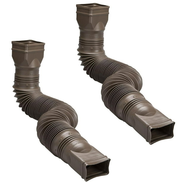 2-Pack Brown Flexible Downspout Extension Gutter Connector Rainwater ...