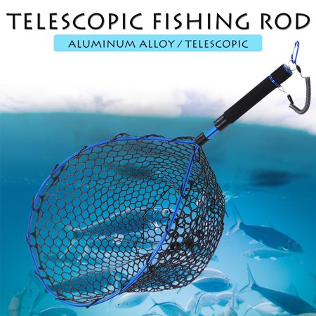 Fishing Rod Landing Net Mesh Foldable Handle Telescopic Pole Portable ...