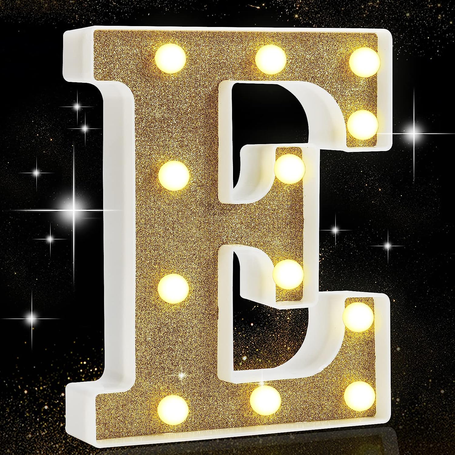 LED Marquee Letter Lights, Light Up Golden Letters Glitter Alphabet ...