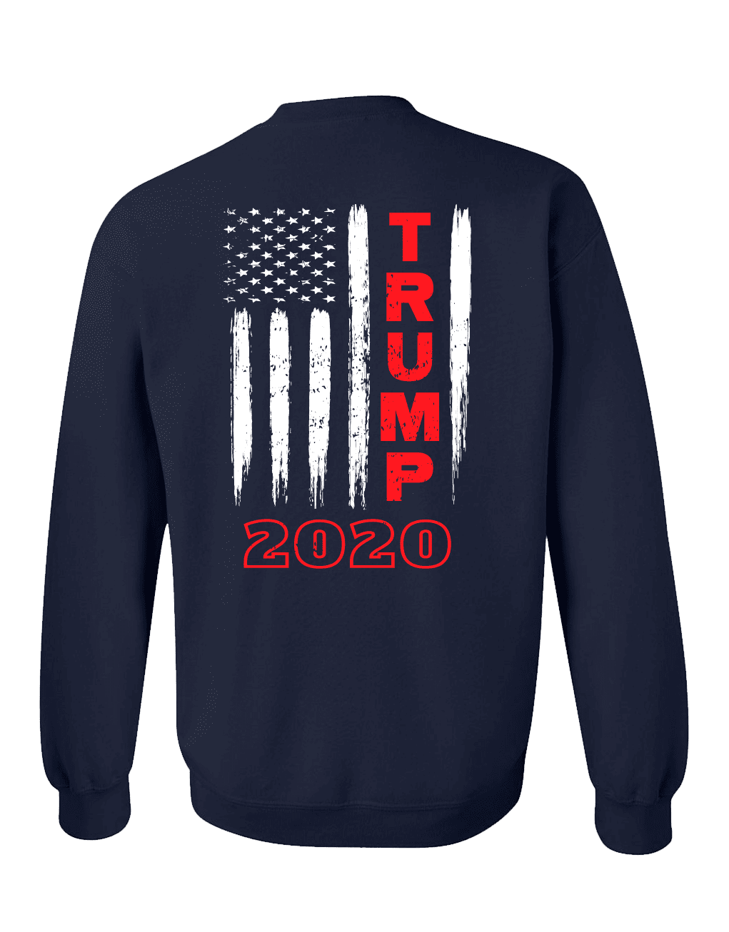 Patriotic American Flag Trump Flag Crew Neck Sweatshirt-Navy-xl ...