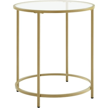 Gold End Table, Rectangle Side Table with Mirrored Top, Modern Metal ...