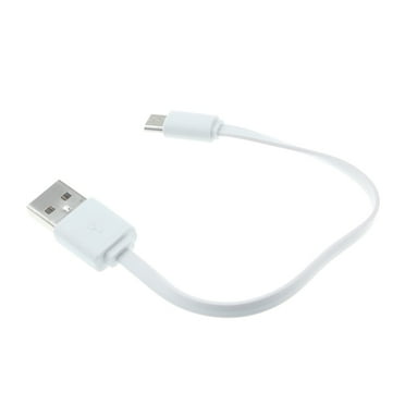 White Short Flat USB Cable Rapid Charger Sync Power Wire Micro-USB Data ...