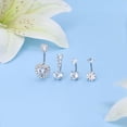 7-Piece Pink Heart Belly Button Ring Set, 14G Surgical Steel Navel ...