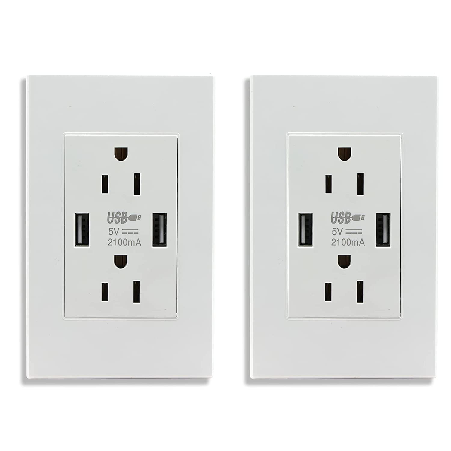 BSEED USB Charger Wall Outlet,2.1A Dual USB Ports Wall Charger Outlet ...