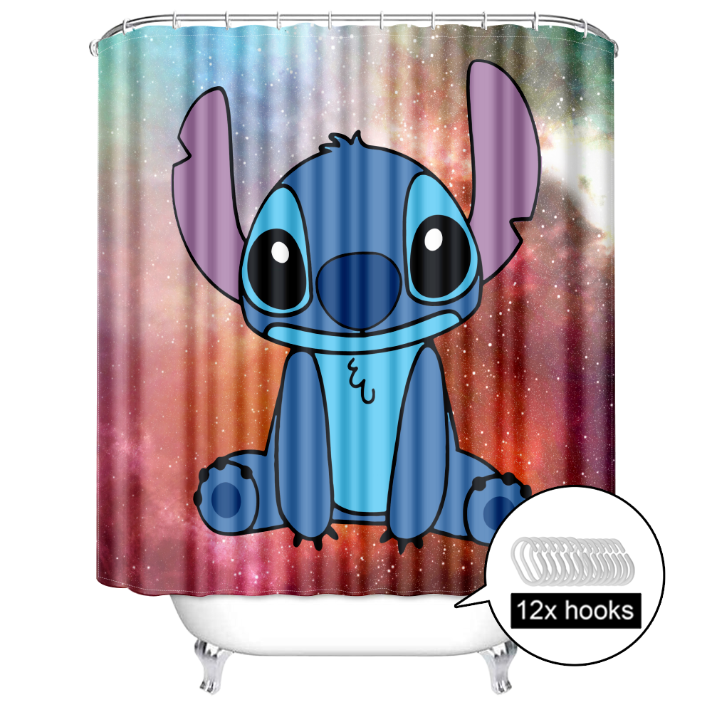 Lilo Stitch Cartoon Shower Curtain Waterproof Bath Curtain For