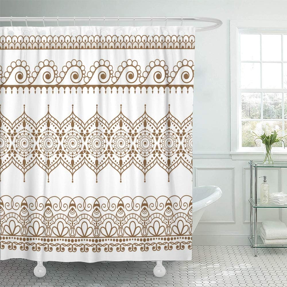 PKNMT Ornamental Brown Vertical Floral Borders in Henna Mehndi Style ...